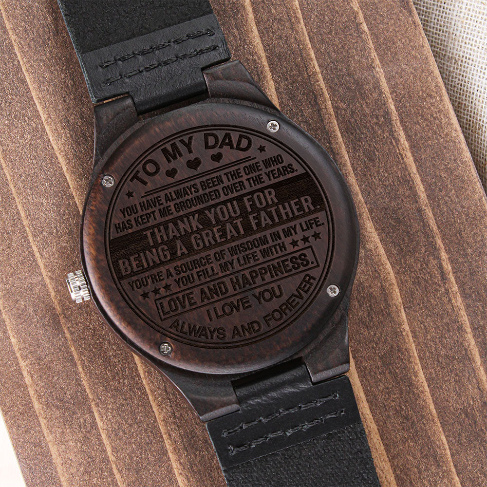 Dad A Great Father, Engraved Wooden Watch, Father's Day Gift For Dad ...