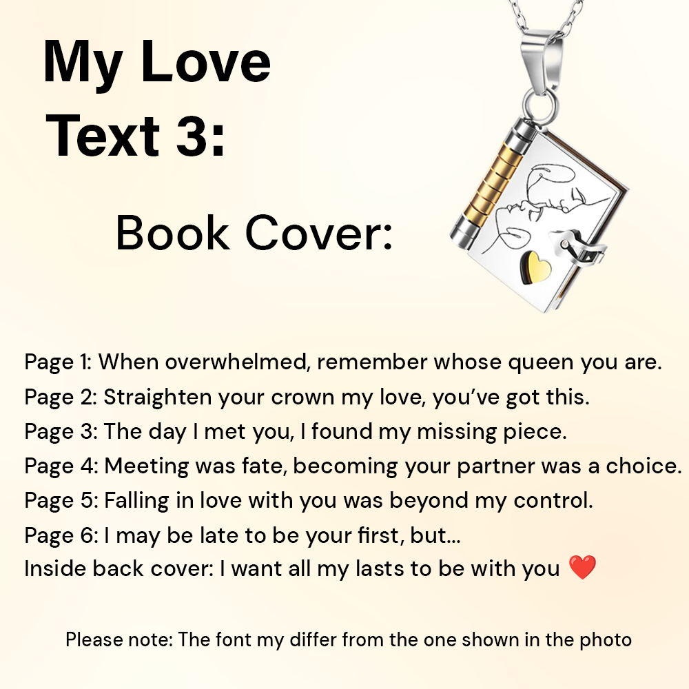 Engraved Message My Love Book Necklace | Romantic Gift For Wife ...