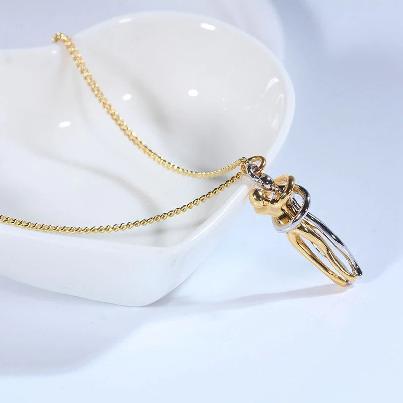 Golden Silver Couple Hugging Necklace – Soulmate Gift